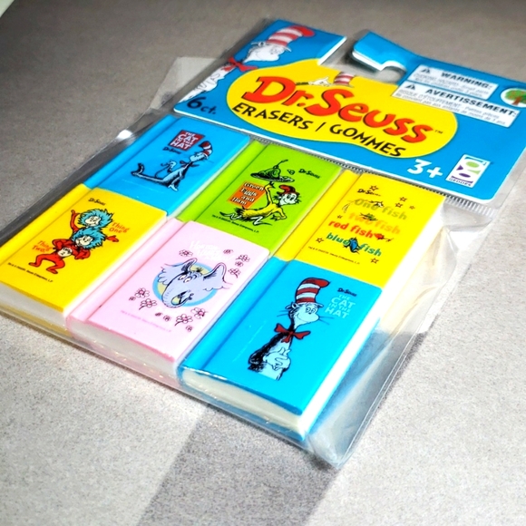 Dr. Seuss | Other | New Set Of 6 Dr Seuss Book Erasers New In Package ...